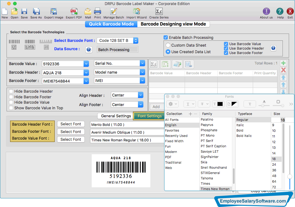 Mac Barcode Label Software – Corporate Edition screenshots