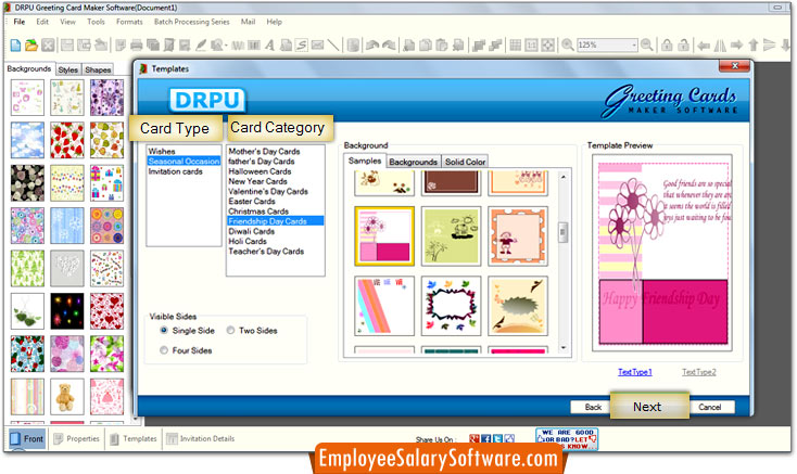 Screenshots of greeting card maker software to learn how to create ...