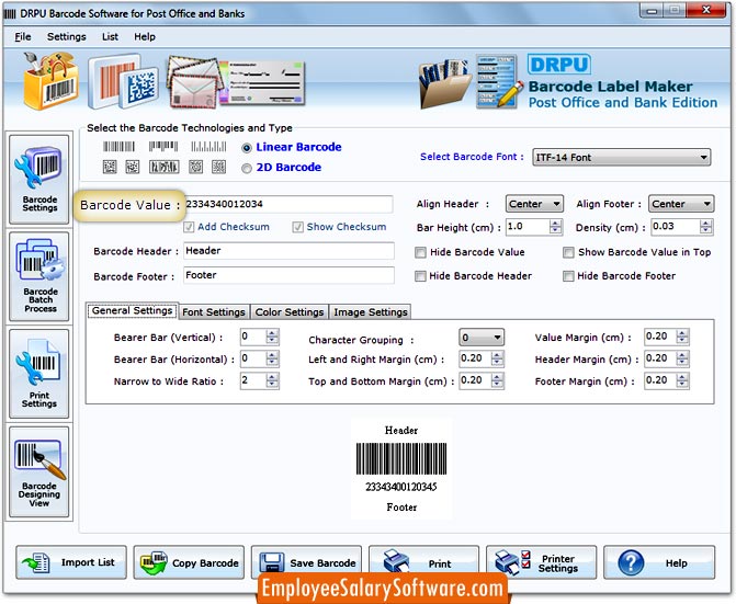 Screenshots of Bank Barcode Label Software to learn how to create barcodes