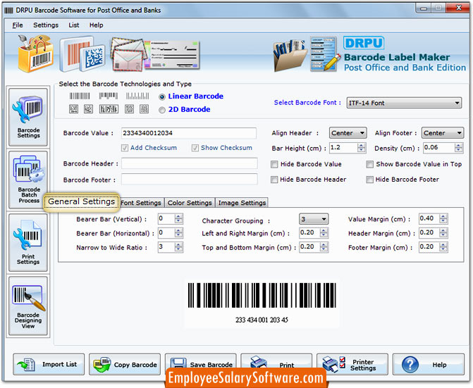 Screenshots of Bank Barcode Label Software to learn how to create barcodes