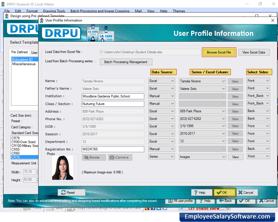 Student ID Card Design Software creates and print student ID cards