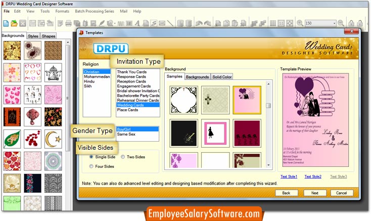Screenshots of Wedding Card Designing Software to learn how to design ...